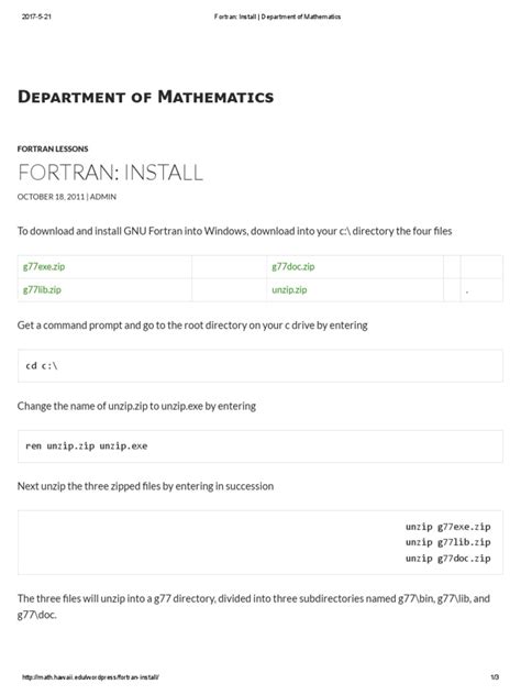 Fortran Install Department Of Mathematics Download Free Pdf Zip