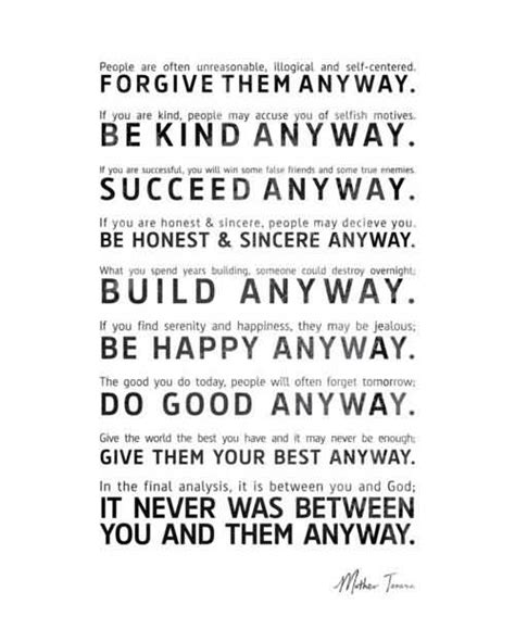 Mother Teresa Quotes Love Them Anyway 13 Quotesbae