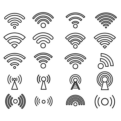 Signal Icon Vector Set Wifi Illustration Sign Collection Antenna And
