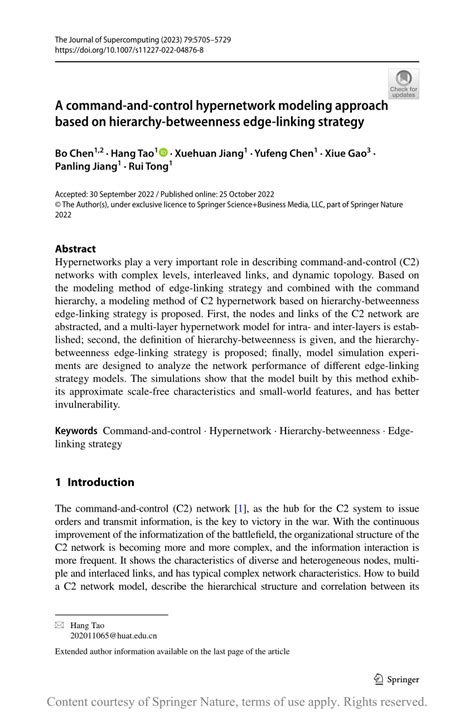 a command and control hypernetwork modeling approach based on hierarchy