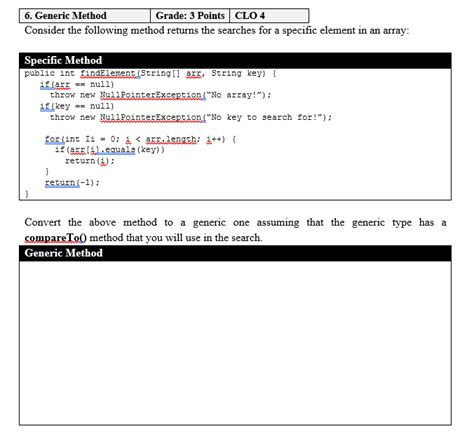 Solved 6 Generic Method Grade 3 Points CLO 4 Consider The Chegg Com