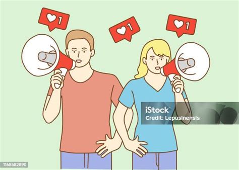 인플루언서 마케팅 컨셉 블로거 프로모션 서비스 및 온라인 팔로워를 위한 상품 개발에 대한 스톡 벡터 아트 및 기타 이미지