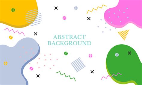 추상적인 배경입니다 흰색 배경에 유체 모양과 다른 그림 80 년대90 년대 스타일의 기하학적 모양의 화려한 패턴 1980 1989 년에 대한 스톡 벡터 아트 및 기타 이미지