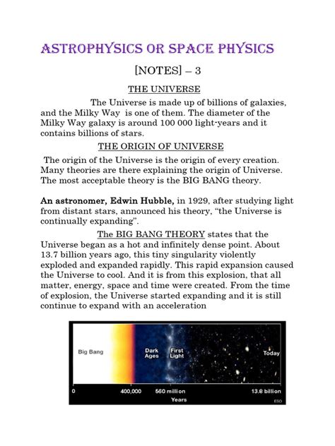 Astrophysics Space Physics Notes 3 Pdf Redshift Universe