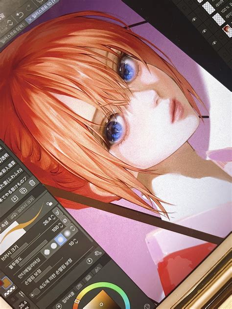 Kagura Gintama Gintama Highres Unfinished Girl Art Program In Frame Blue Eyes Lipstick