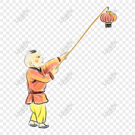 새 해에 랜 턴을 들고하는 어린 소년 Png 일러스트 무료 다운로드 Lovepik
