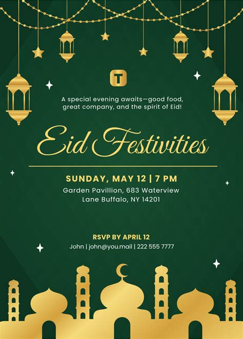 Free Creative Eid Dawat Invitation Template To Edit Online