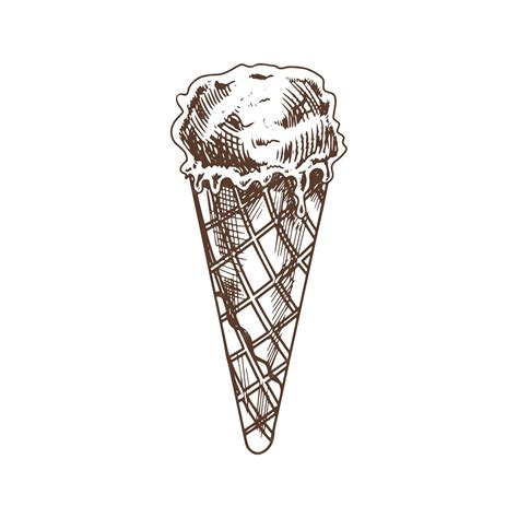 Premium Vector A Handdrawn Sketch Of A Waffle Cone With Frozen Yogurt
