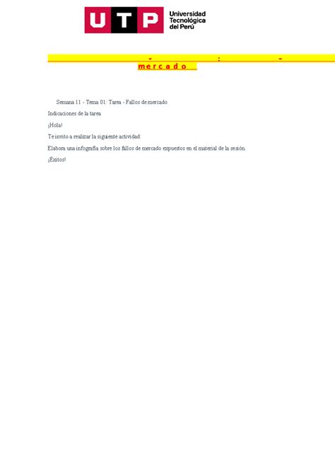 📝 Semana 11 Tema 01 Tarea Fallos De Mercado Economia General 📝