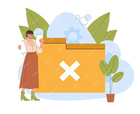 Premium Vector Woman With Missing File Young Girl Near Empty Folder