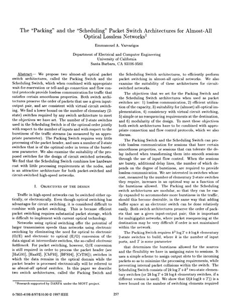 Pdf The Packing” And The Scheduling” Packet Switch Architectures For Almost All Optical