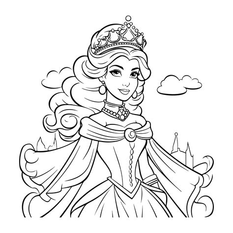 Dessin De Princesse De Dessin Animé Pour Colorier Illustration Dessinée
