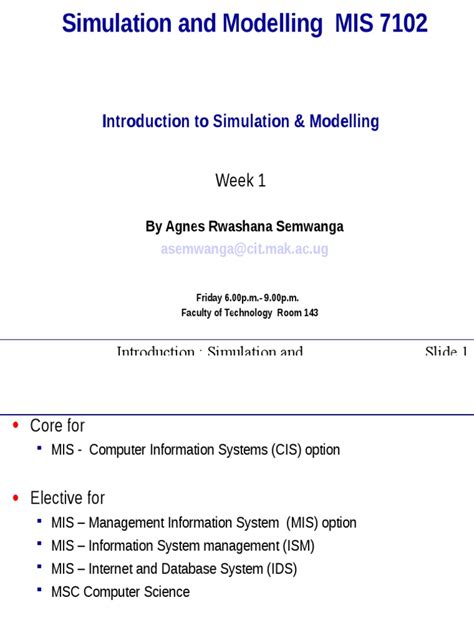 introduction to simulation and modelling week 1 pdf computer