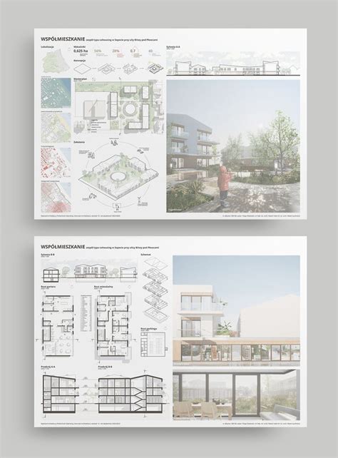 Cohousing Architectural Project Boards On Behance Архитектурные чертежи Концептуальные черты