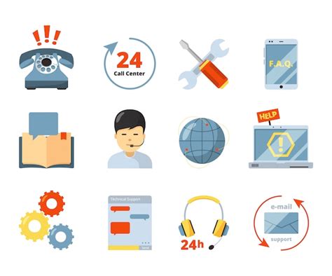 지원 아이콘 평면 세트 무료 벡터