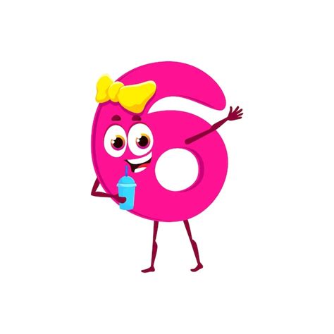 Premium Vector Cartoon Funny Math Number Six Character Isolated