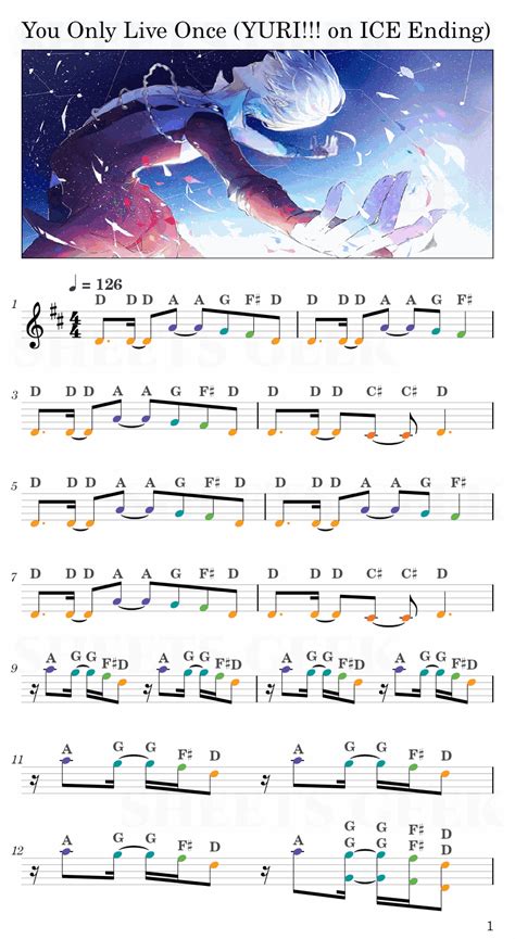 Wataru Hatano You Only Live Once YURI On ICE Ending Easy Sheet