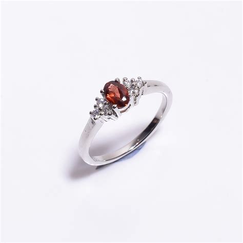 925 Solid Sterling Silver Natural Garnet Gemstone Handmade Etsy