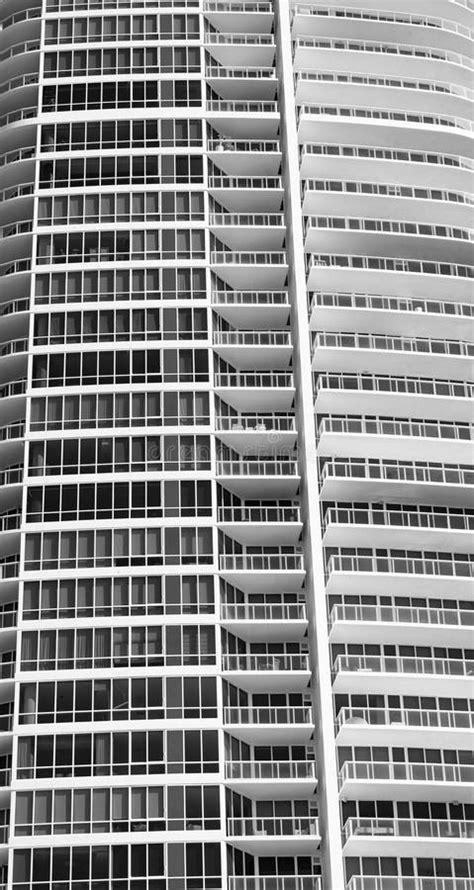 Architectural Detail Of High Rise Apartment Building Facade With