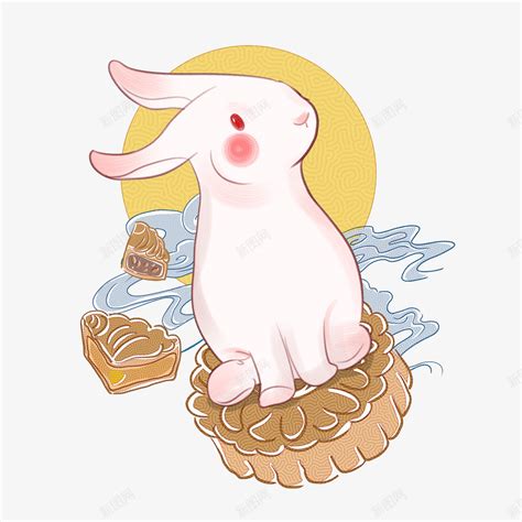 乘坐月饼的兔子png图片免费下载 素材fmmxvvvpu 新图网