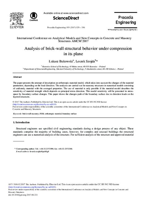 Pdf Analysis Of Brick Wall Structural Behavior Under Compression In