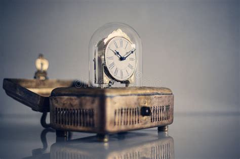 Antique Brass Box With Old Pendulum Table Clock Stock Image Image Of Time Black 167379611