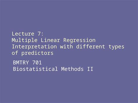 Ppt Lecture 7 Multiple Linear Regression Interpretation With