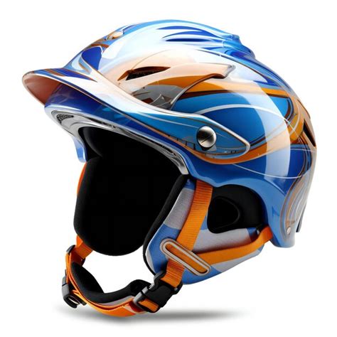Premium Photo Blue And Orange Motorcycle Helmet Isolated On White