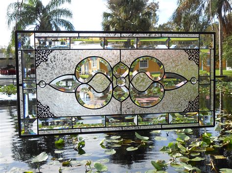 Buy Hand Crafted Beveled Stained Glass Panel Traditional Crystal