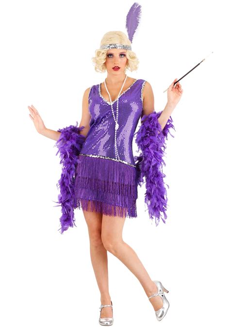 Womens Amethyst Purple Flapper Costume Womens 1920s Costumes
