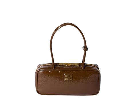 Miu Miu Beau Naplak Patent Leather Bag In Leather With Gold Tone Hardware Palisander