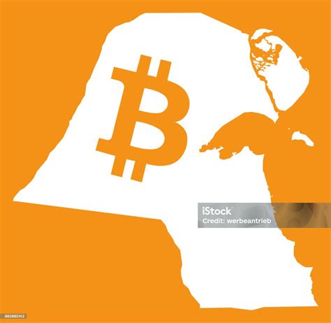 Bitcoin 암호화 통화 기호 일러스트와 함께 쿠웨이트 지도 암호화폐에 대한 스톡 벡터 아트 및 기타 이미지 암호화폐