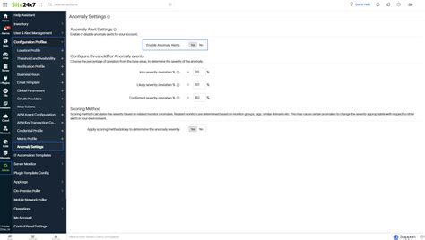 Enable Or Disable Anomaly Alert Settings