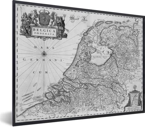 Fotolijst Incl Poster Zwart Wit Zwart Wit Landkaart Van Nederland