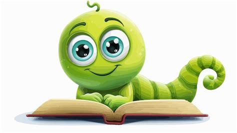 Cute Bookworm Caterpillar Cartoon Character Premium Ai Generated Vector