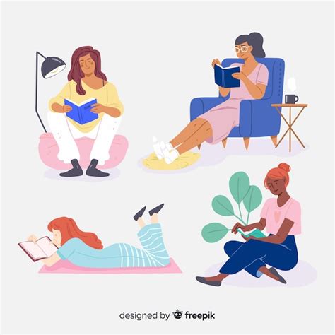 Verzameling Van Jonge Mensen Lezen Gratis Vector