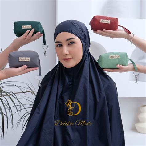 Jual Delikamode Mukena Traveling Mini Pouch 2in1 Resleting Parasut