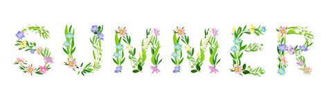 여름 꽃 단어 와 비문 와 피는 초원 식물상 대문자 편지 벡터 세트 0명에 대한 스톡 벡터 아트 및 기타 이미지 0명 개념 꽃 나무 Istock