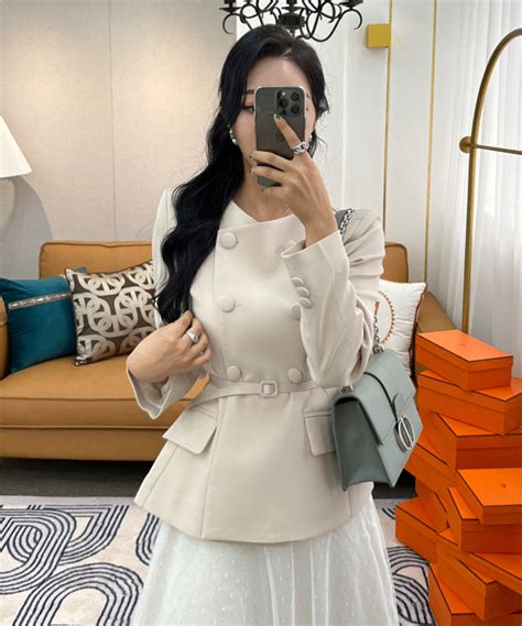 💐하객룩오피스룩 강추💐벨트set 레이디 더블 노카라 벨트 자켓 슬림핏 플레어 정장 코트 에이블리