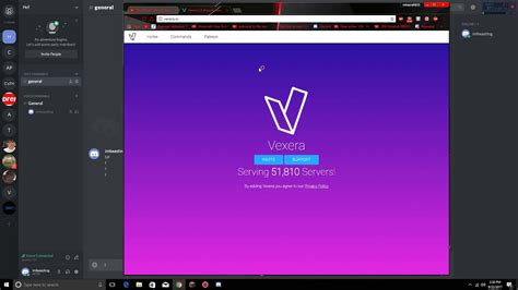 Vexera бот для Дискорда команды музыкального помощника как добавить