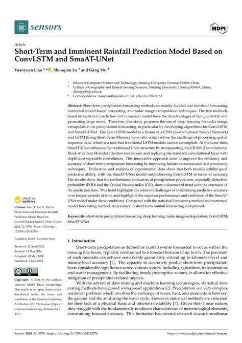 PDF Short Term And Imminent Rainfall Prediction Model Based On