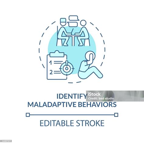 2d Identify Maladaptive Behaviors Blue Line Icon Concept Stock Illustration Download Image Now