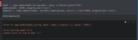 Bayesian Why Is This Jags Error Appearing In My R Output Stack Overflow