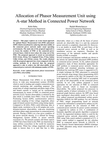 pdf allocation of phasor measurement unit using a star method in