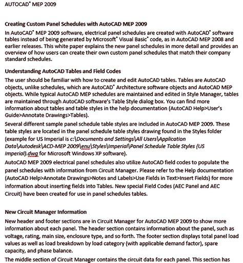 Efficient Panel Schedule Template