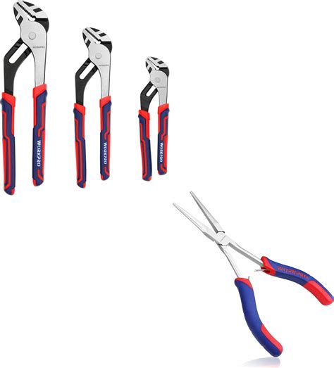 Workpro 3 Piece Groove Joint Pliers Set And Long Reach Needle Nose