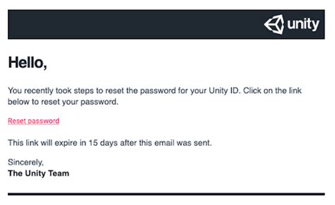 how do i reset my password unity