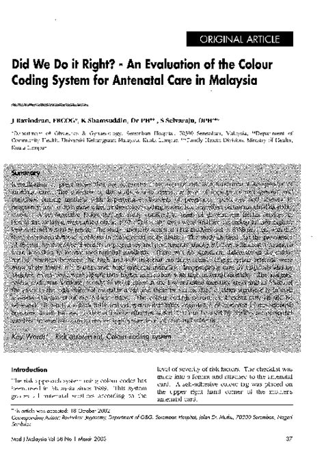 Pdf Did We Do It Right An Evaluation Of The Colour Coding System