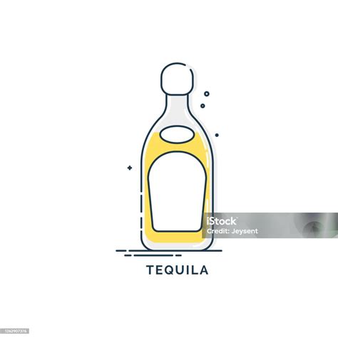 병 데킬라 라인 아트 어떤 목적을 위해 훌륭한 디자인 크리에이티브 그래픽 요소 트렌디 한 디자인 미니멀리즘 단순 기호 레스토랑 일러스트용 알코올 제품 흰색 배경에 격리 0