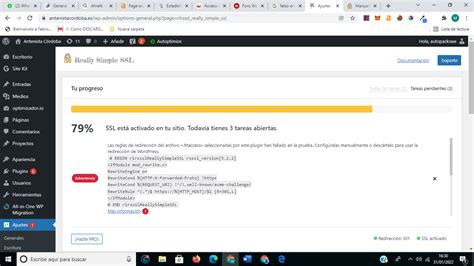 Tengo este error SSL está activado en tu sitio Todavía tienes
